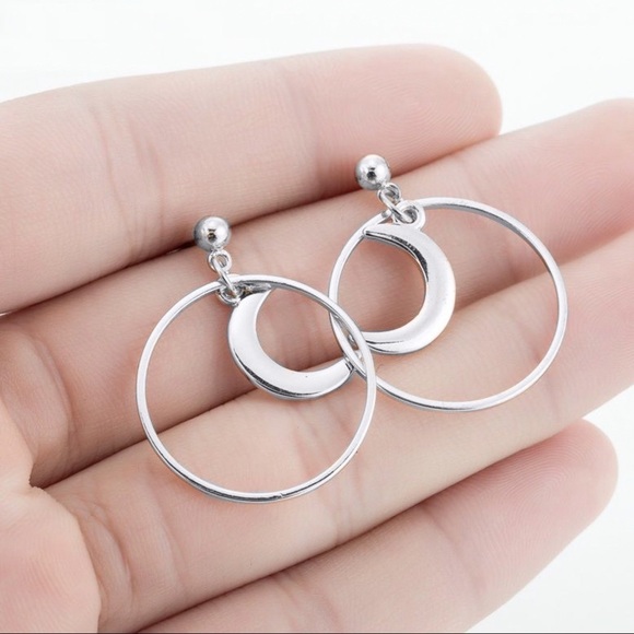 GlitzBlitz Boutique | Jewelry | Any 22 Silver Circle Half Moon Stud Earrings | Poshmark
